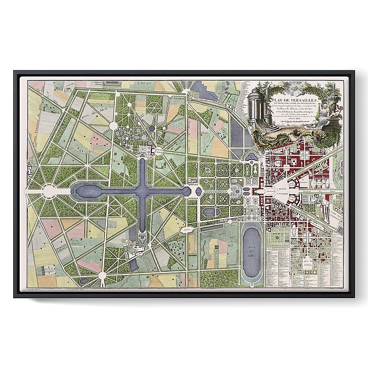 Map of Versailles, the small park and its outbuildings (framed canvas ...